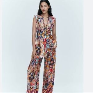 Zara | Jackets & Coats | Zara Belted Printed Vest | Poshmark